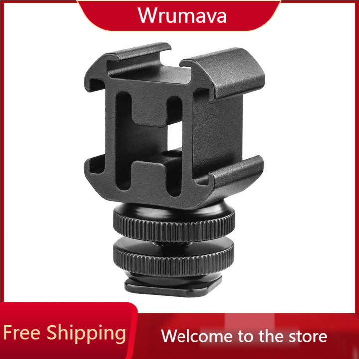 Aluminium Camera Hot Shoe Mount Adapter Video Triple Cold Shoe Bracket ...