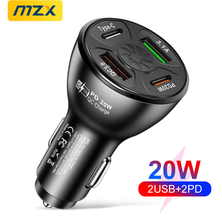 MZX 12V USB Car Charger Type C A Fast Charging Adapte Cigar Lighter ...