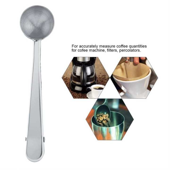 Coffee spoon Stainless steel Sealing clamp 2-in-1 tea Measuring scoop ...
