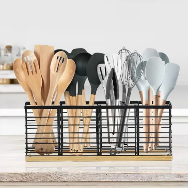 Useful Large Capacity Cooking Utensils Storage Basket Detachable 4 ...