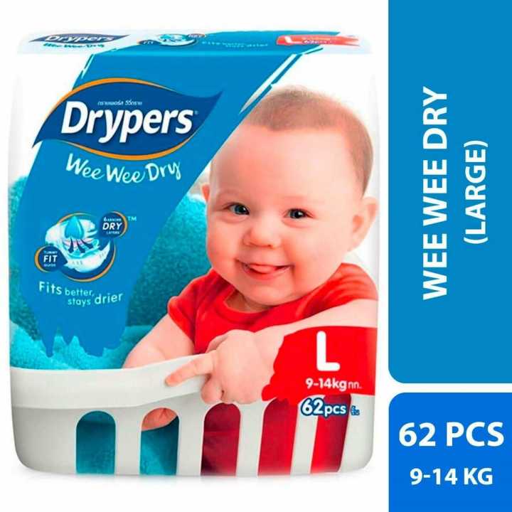 Drypers Wee Wee Dry Disposable Baby Diapers Large 62 Pcs | Daraz.lk