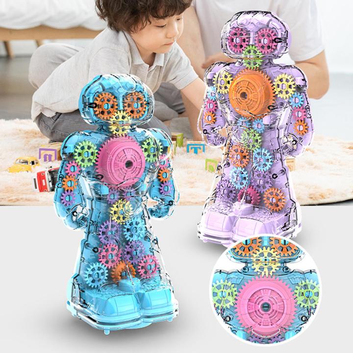 Robot Toy With Light And Music Doll Action Figure Transparent Electric ...