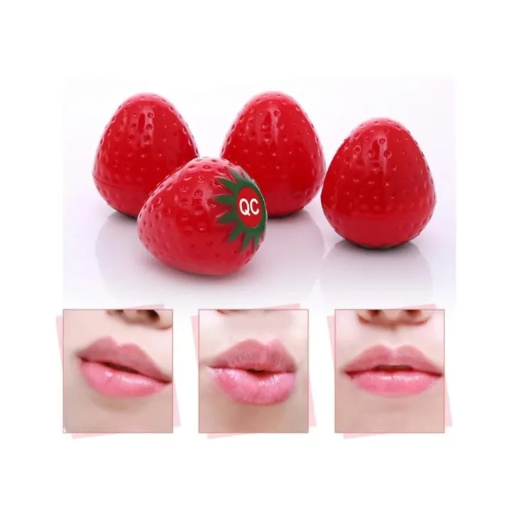 bridester Cute lip balm, round lip balm ball, fruit flavor strawberry ...