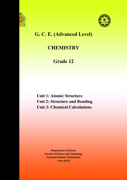 Unit 1, 2, 3 - Advanced Level Chemistry Resource Book - English Medium ...