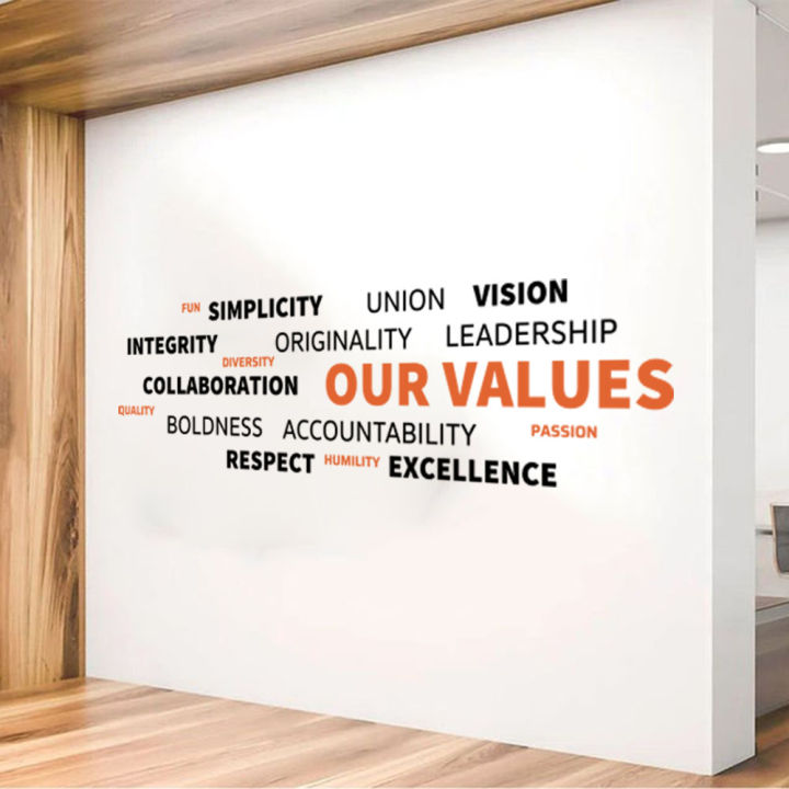 Our Values Inspirational Quote Office Wall Sticker Passion Teamwork ...