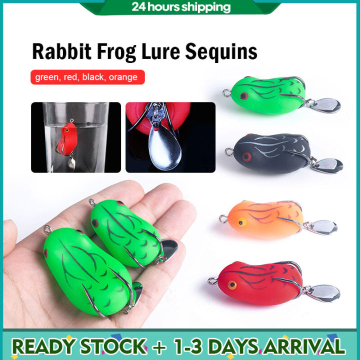1PC Sequin Simulation Bait 3D Eyes Double Hook Thunder Frog Rabbit Frog ...