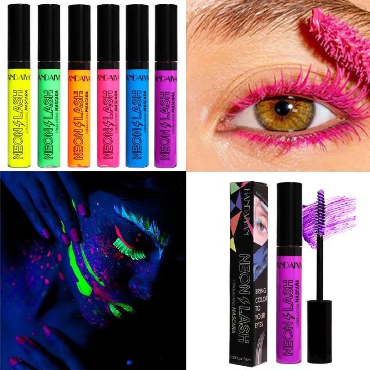 Fluorescence Mascara Waterproof No Blooming Fast Dry Colorful Neon ...