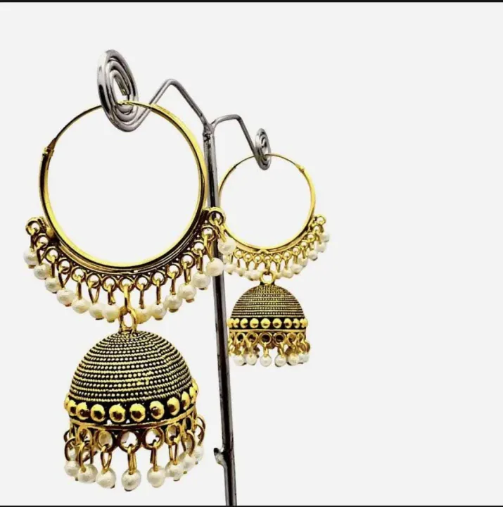 Gold color earing Crunchy Fashion Bollywood Stylish Traditional Indian ...