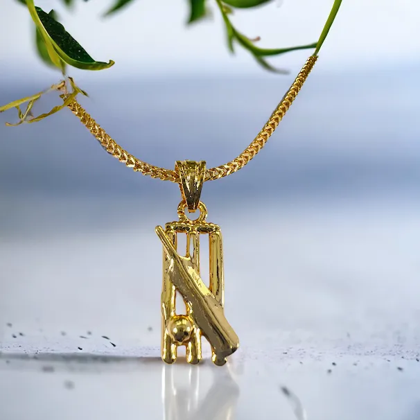 BOOM Gold Plated chein 2MM Fox Chain with Beautiful cricket pendant for ...