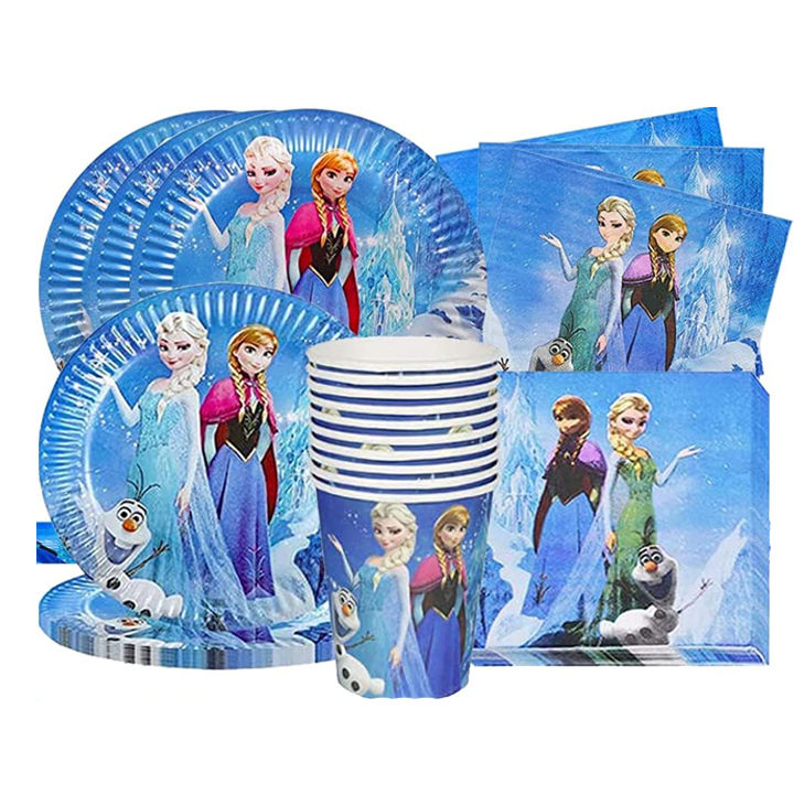 Elsa Frozen theme paper plate 10 paper cup 10 and Paper Serviette 10 ...