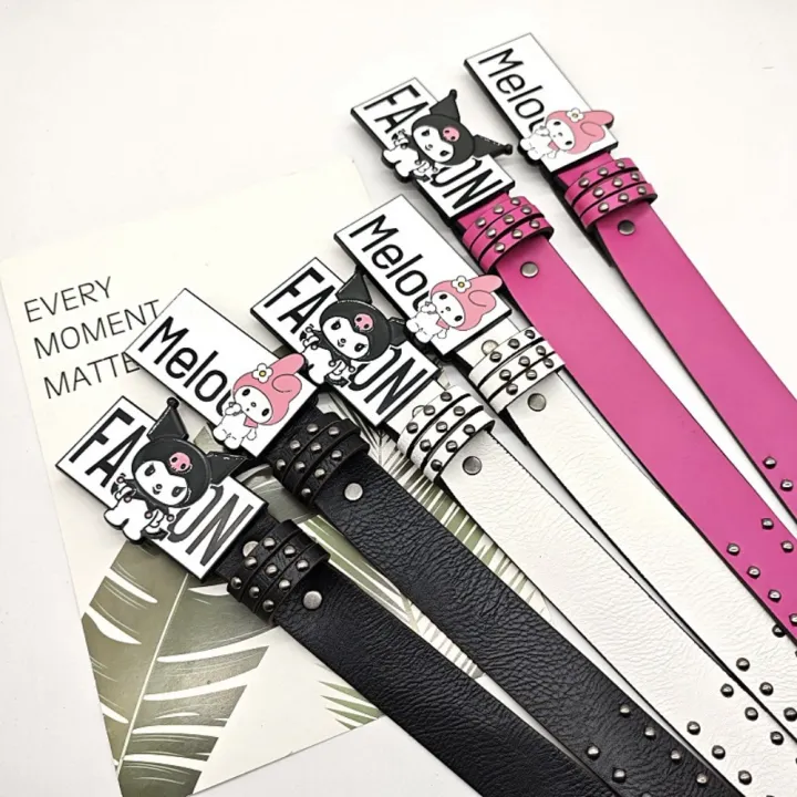 Elegant Letter Kuromi Belt Melody PU Cartoon Rivet Belt Jeans Decor Y2K ...