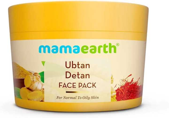 Mamaearth Ubtan Detan Face Pack with Turmeric & Saffron for Normal to ...