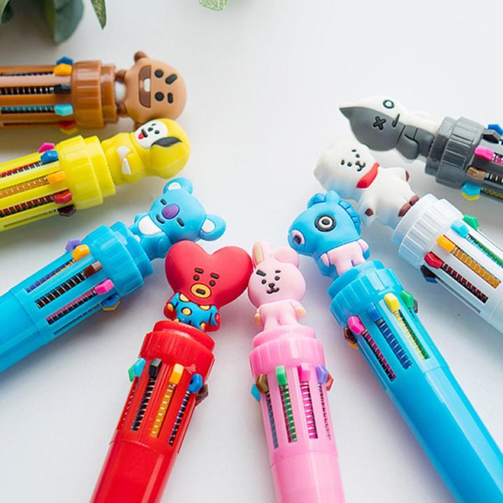 KPOP BTS Pen BT21 Cartoon Gel Ink Colour Changing Cute Doll Teddy ...