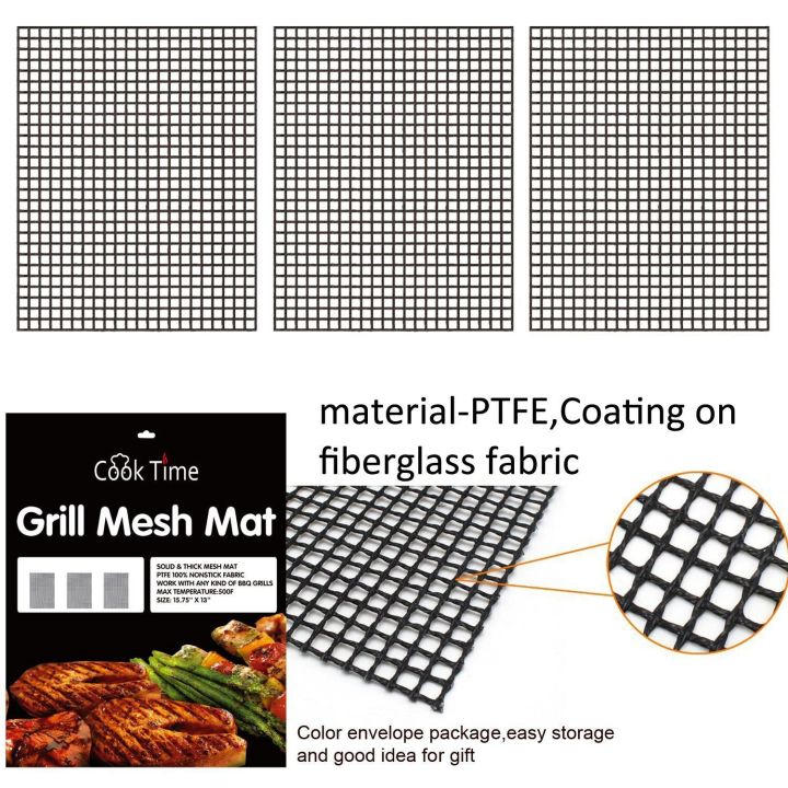 QUANBU BBQ Grill Mesh Mat Set of 3 Non Stick BBQ Mesh Grill Mats ...