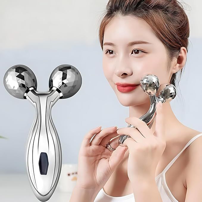 3D Manual Face Massager Roller Silver, 360° Rotating For Skin Lifting ...