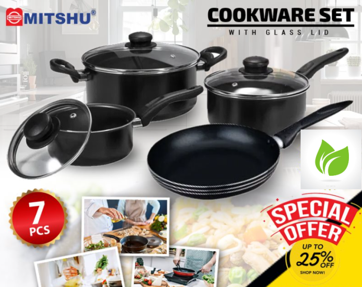 Mitshu Non-Stick Cookware Set (7 Pcs) – Complete Set for Frying ...