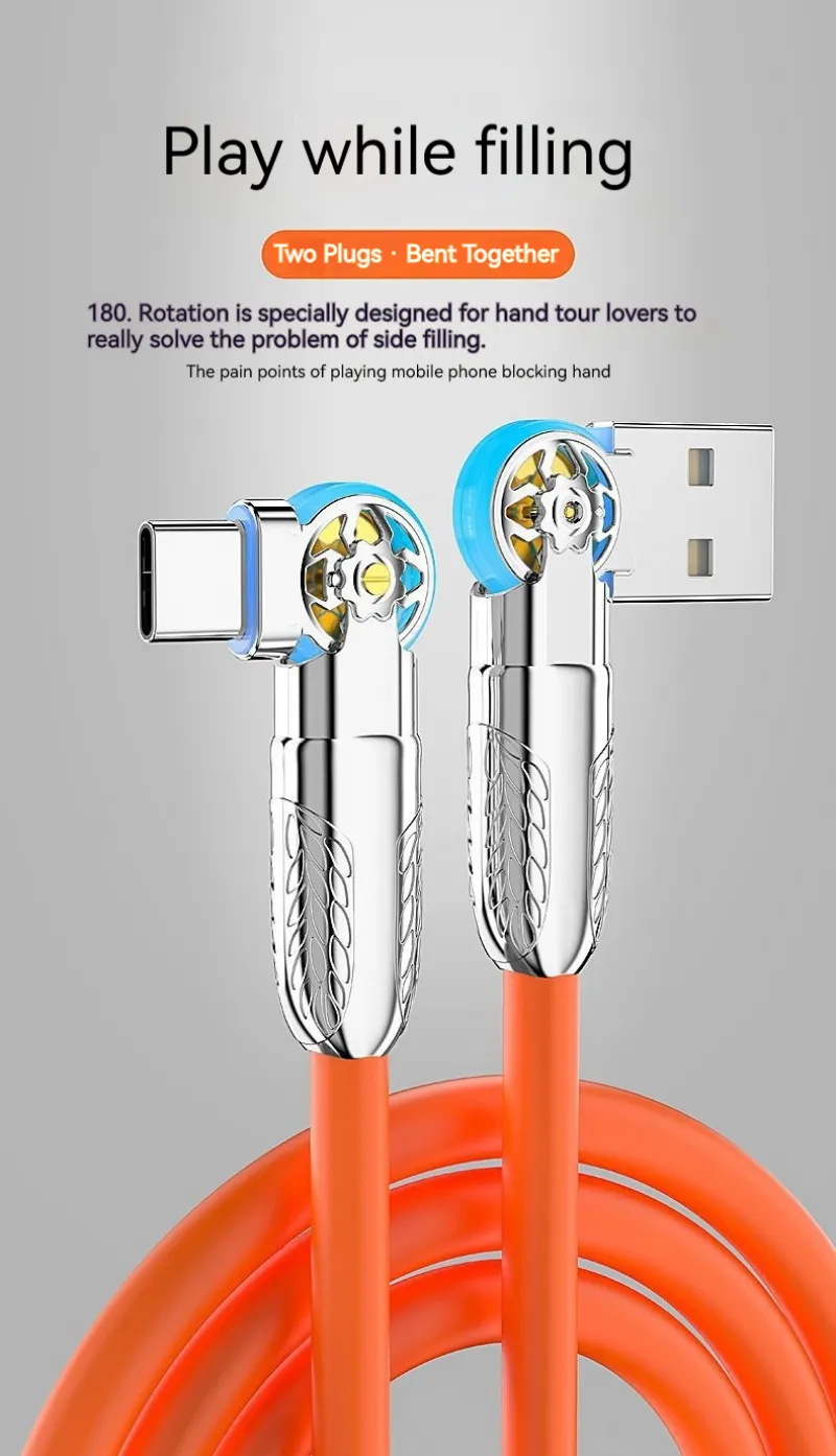 BlueWow Dual Rotating 1M Fast Charging Data Cable Rotating Head ...