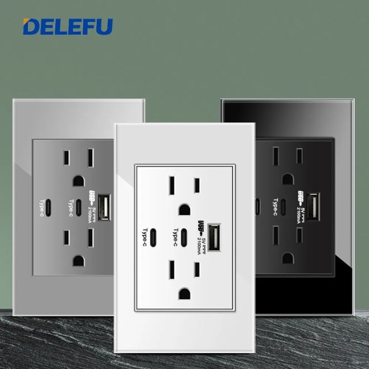 DELEFU 4x2 Smart Home Appliance Plug Adapter Type-c Fast Charging，118 ...