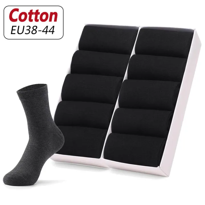 10Pairs/Men's Business Cotton Socks Solid Color Dress Office Men's ...