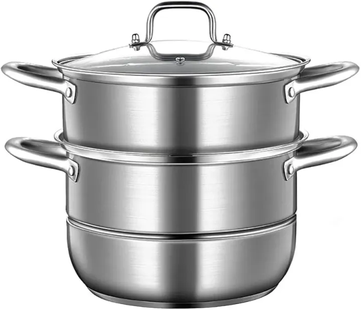 2 Tier Stainless Steel Induction Steamer Set, Large Multi-Layer Stock ...