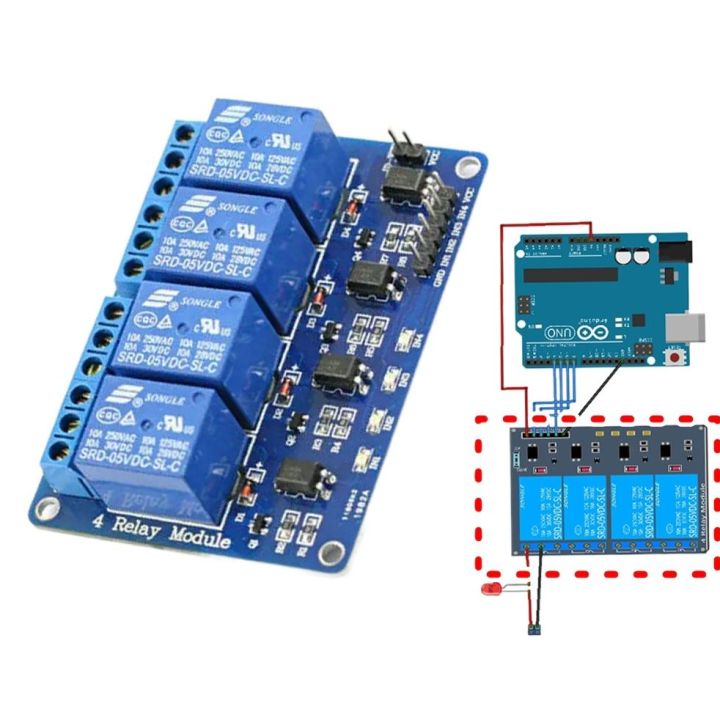 5V 4 Channel Relay Shield Module with Optocoupler Relay Output 4 Way Relay Module for arduino ...