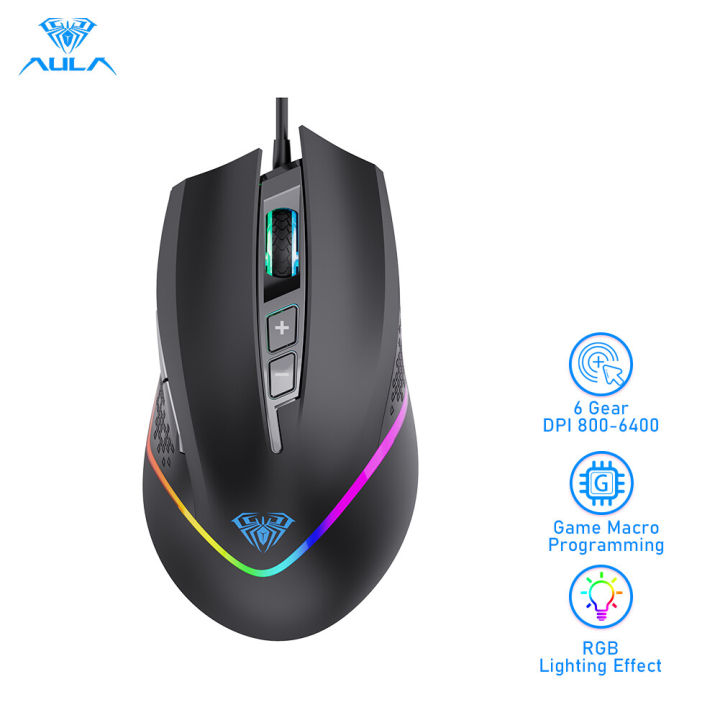AULA F805 Gaming Mouse 6400 DPI Marco Programmable RGB backlight 7 ...