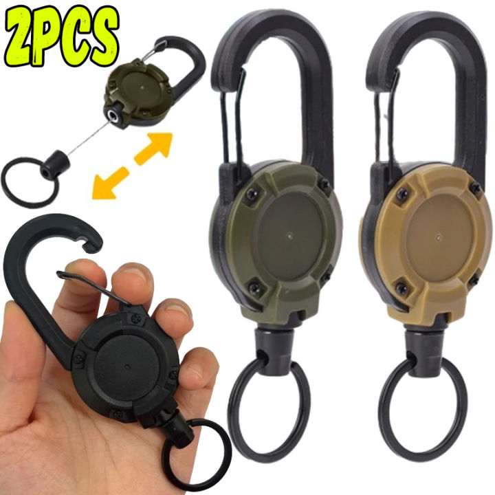 Retractable Rope Carabiner Keychain Camping Automatic Wire Rope Luya ...