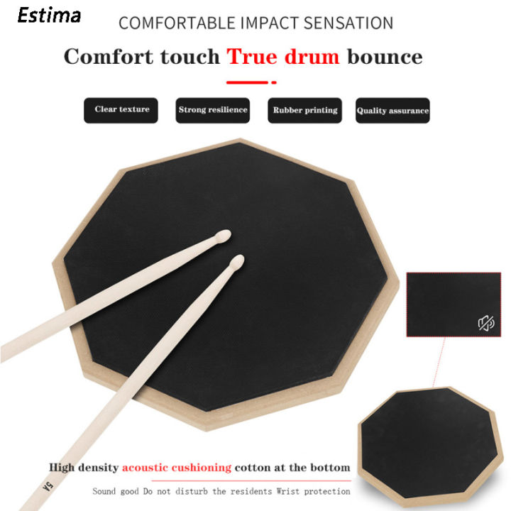 Drum Pad Stand Set With 12'' Double Sided Silent Drum Pad & Drum Sticks ...