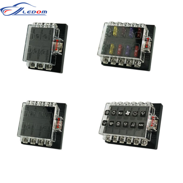 6/8/10/12 Ways Fuse Box Base Fuses Holder Car Marine Boat Dc 12v 32v ...