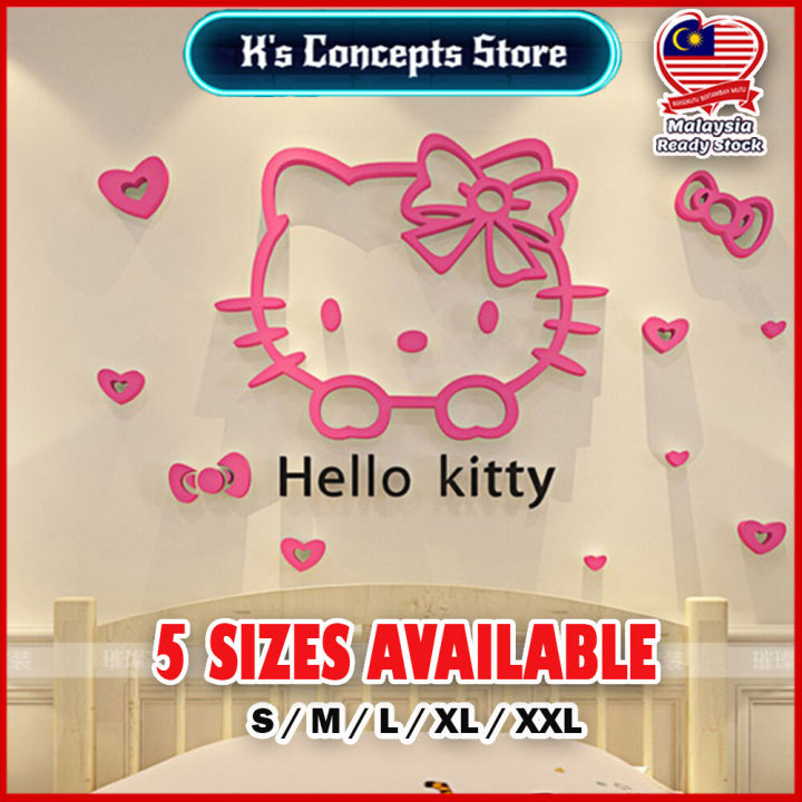 Hello Kitty Wall Sticker Acrylic 3D Solid Crystal Hello Kitty Wall ...