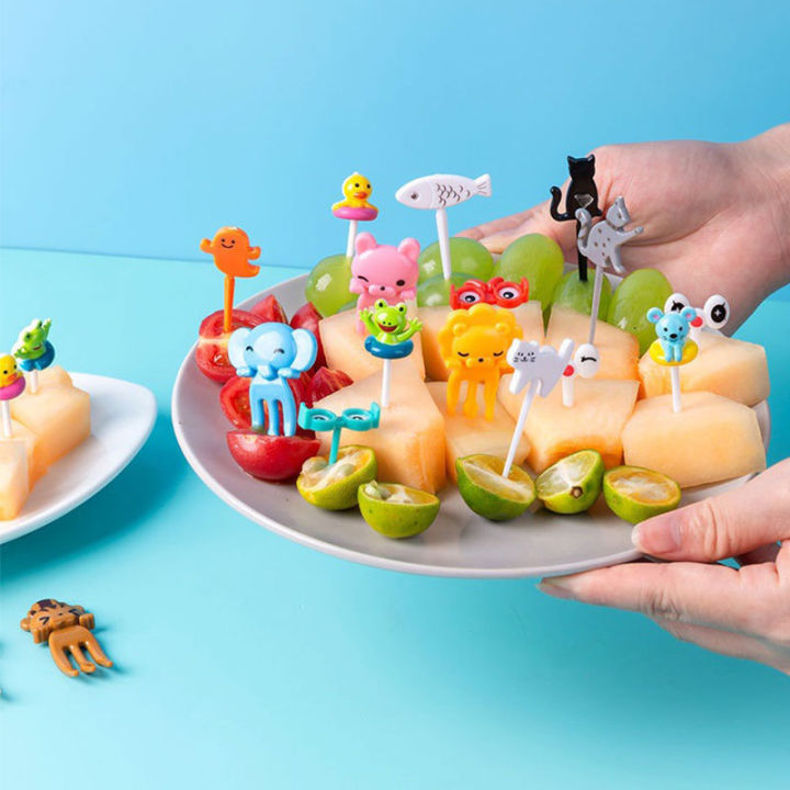 Animal Food Picks Food Grade Plastic Mini Forks Cartoon Dinosaurs Fruit ...