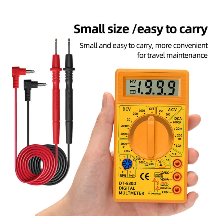 Mini Digital Yellow AC DC Multimeter with Overload protection Safety ...