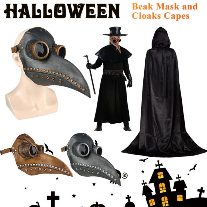 New Halloween Mask and Cloak Steampunk Plague Doctor Mask Bird Beak ...