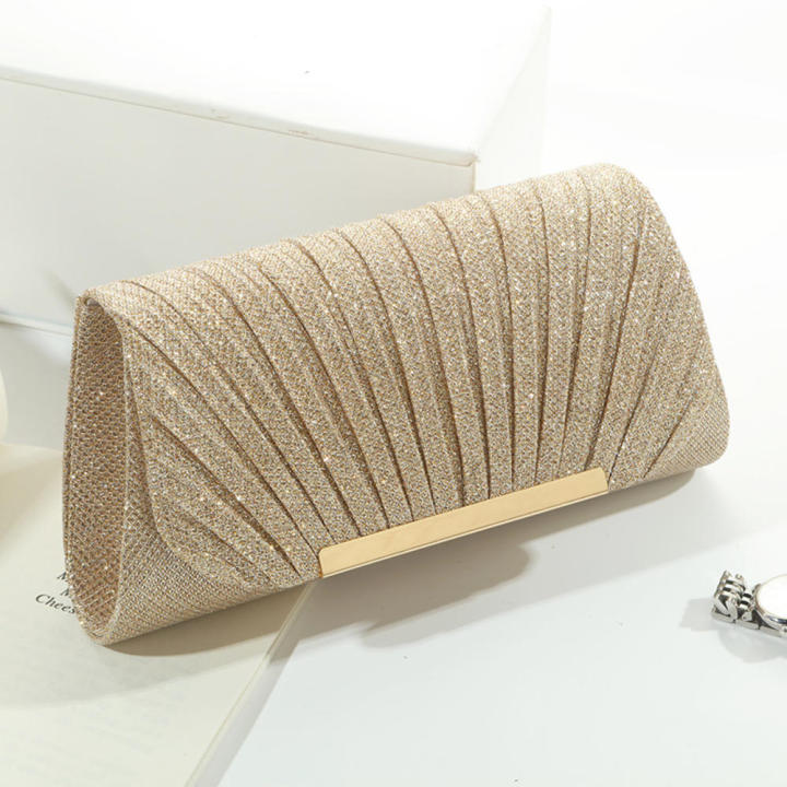Sequin Clutch Bag Glamorous Elegant Pleated Evening Bag Ladies Chain ...