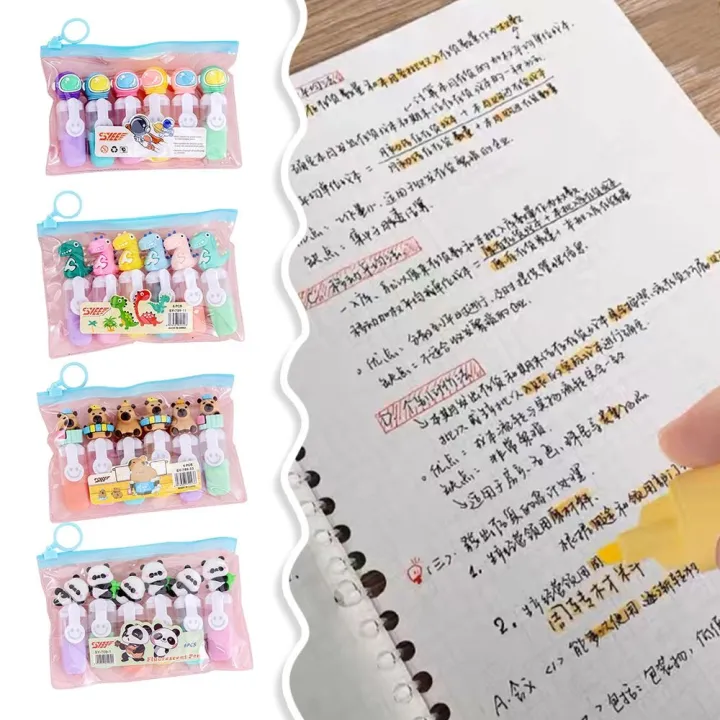 6Pcs Student Gift Capybara Highlighter Fluorescent Pen Hand Account Pen ...