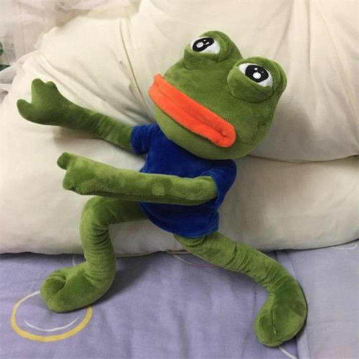 45cm Sad Frog Plush Toy Soft Stuffed Pillow Magic Expression Pepe The ...