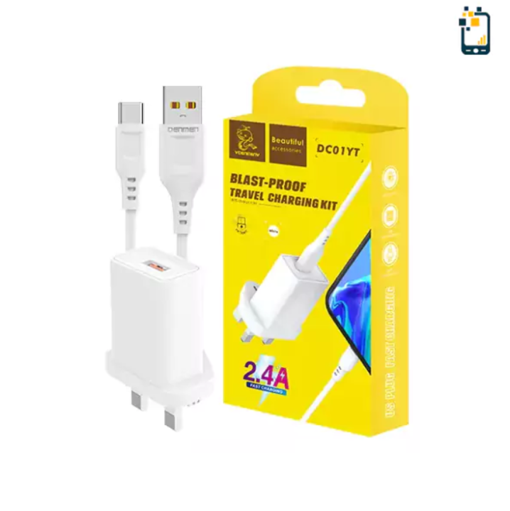 Denman Travel Adapter Charger + Type C Fast Charging Cable 1 meter DC01YT | Daraz.lk