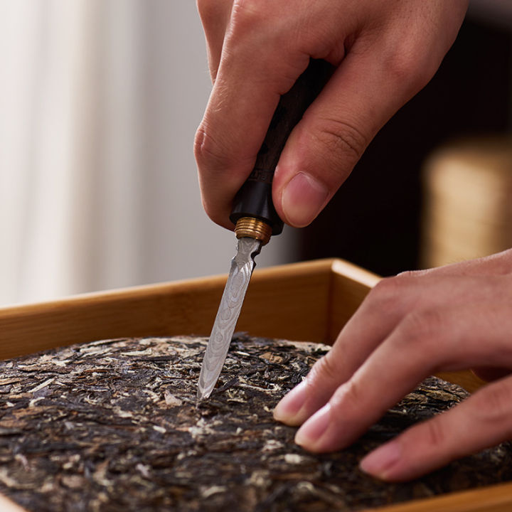 Tea Needle Pick Stainless Ebony Chinese Puer Tea Needle Cutter Damascus ...