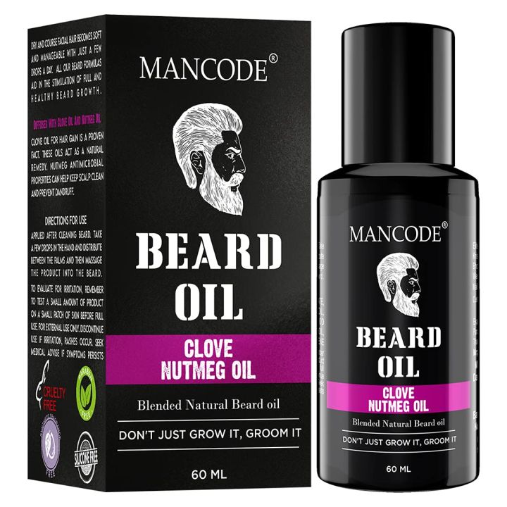 Mancode Beard Growth Oil for Men - 60ml More Beard Growth, With Clove & Nutmeg Natural Oils ...