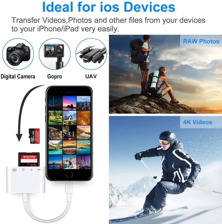 new style New 4 in 1 Card Reader Lightning to SD TF U Disk for iPhone ...