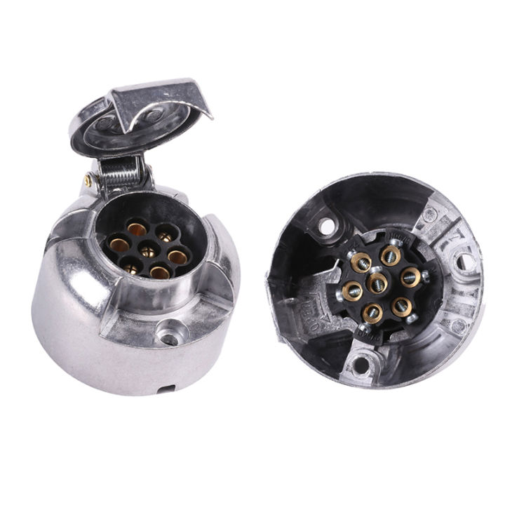 7 Pin Towbar Trailer Socket Metal Aluminium Alloy Towing 12V Round ...