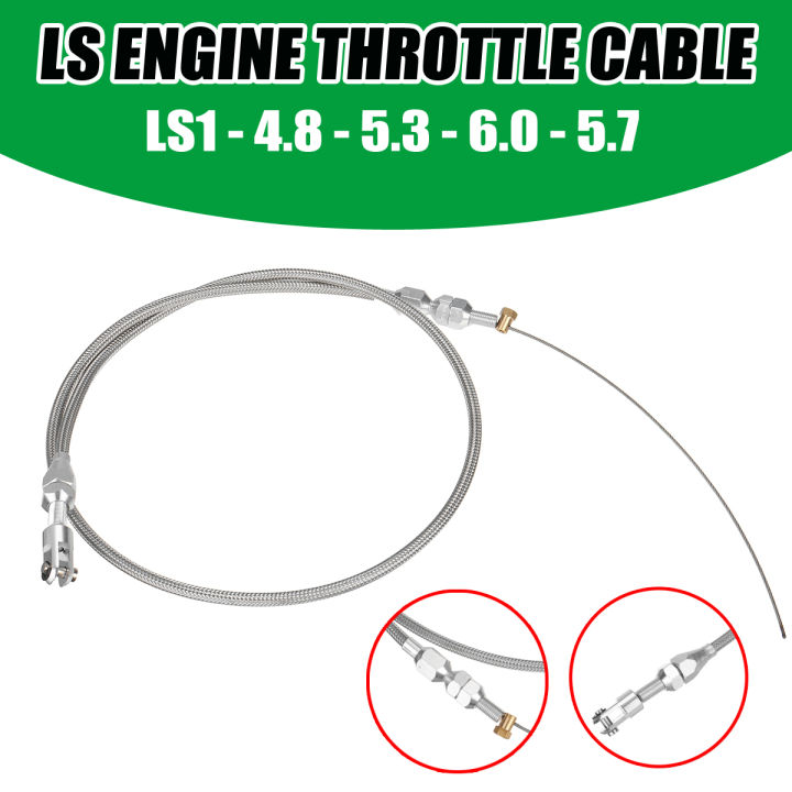 New LS Engine 36" Stainless Steel Braided Throttle Gas Cable LS1 4.8 5. ...