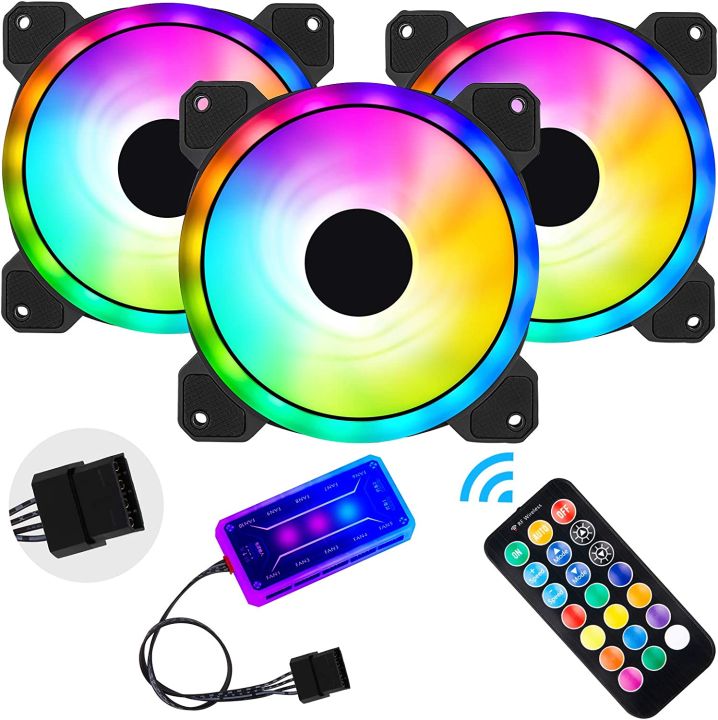 3 Pack RGB Case Fans, 120mm Ultra-Quiet RGB Chassis Cooling Fans ...