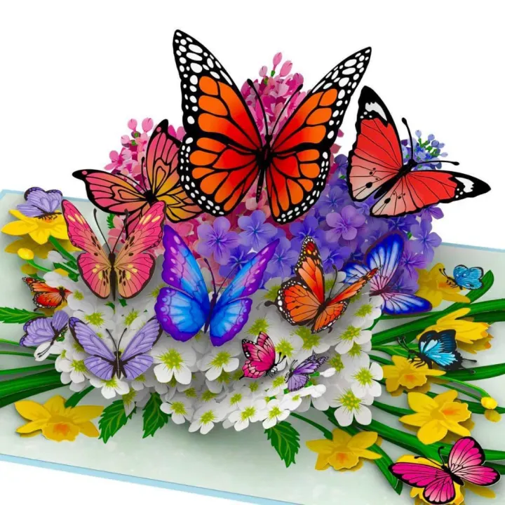 Butterflies in Nature Pop Up - 3D Butterfly for Wife, Girlfriend ...