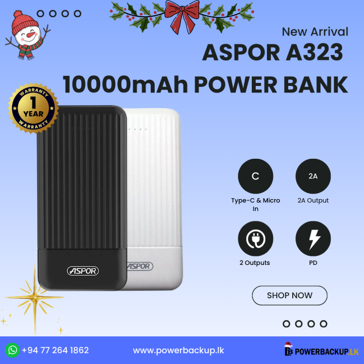 ASPOR A323 10000Mah Power Bank | Daraz.lk