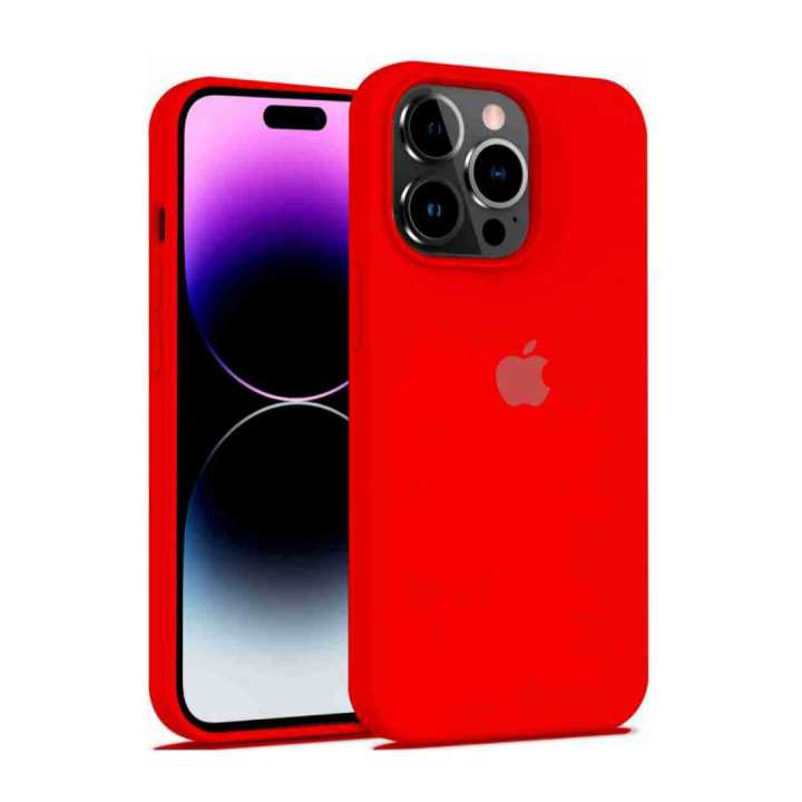 iPhone 13 Pro Max Silky Soft touch Full cover Silicone Case-Red | Daraz.lk