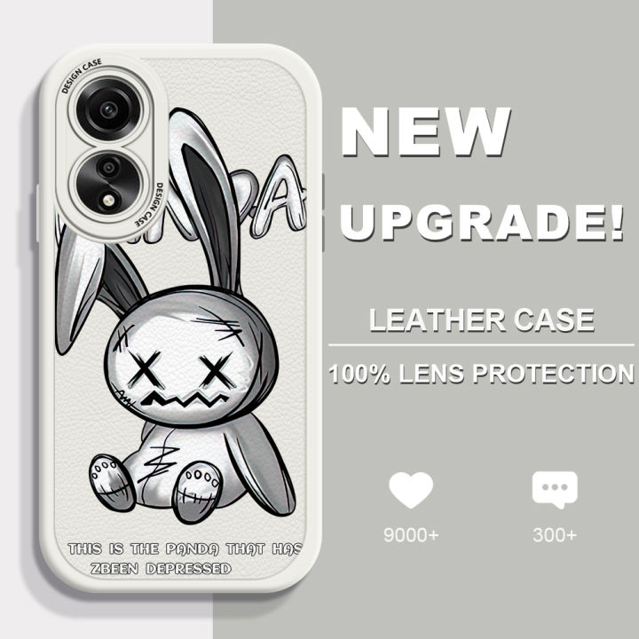YYDS for OPPO A18 A38 Back Cover Frustrated Rabbits PU Leather Silicone Phone Case Ultra Thin ...