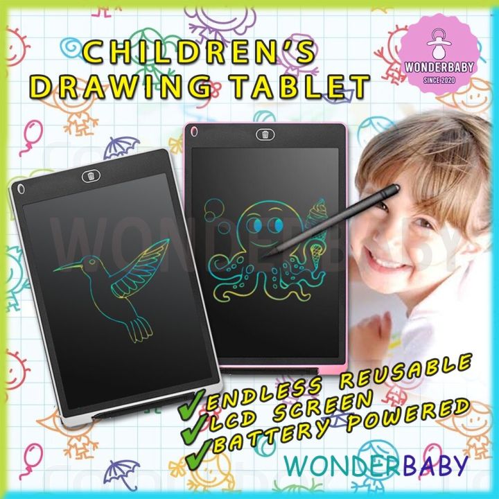 8/12 LCD Writing Single Colour Tablet Pad Kid Children Drawing Board ...