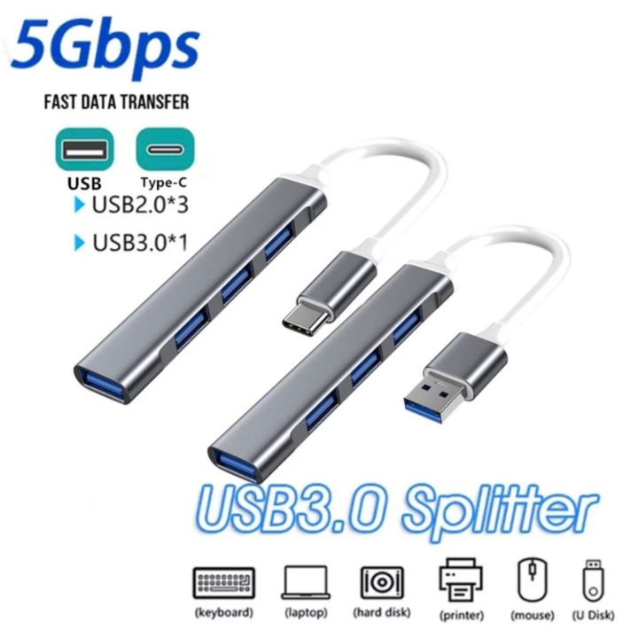 USB Hubs 4 Port USB 3.0 Hub TYPE C HUB Super Speed 5Gbps USB Ports Converter Cable Adapter Micro ...