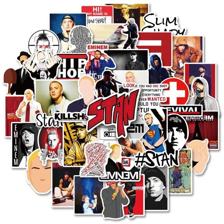 10/30/50PCS Hot Eminem Rapper Stickers Hip Hop Car Motorcycle Travel ...